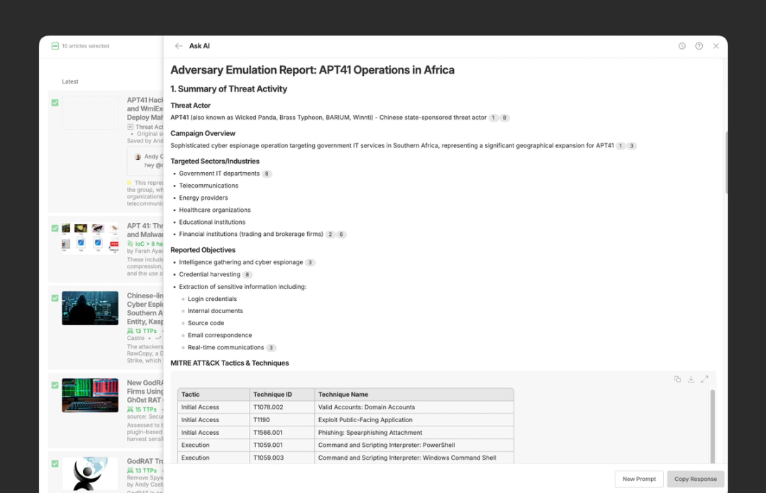 CTI AI Prompt: Generate red team emulation plans with Feedly | Feedly