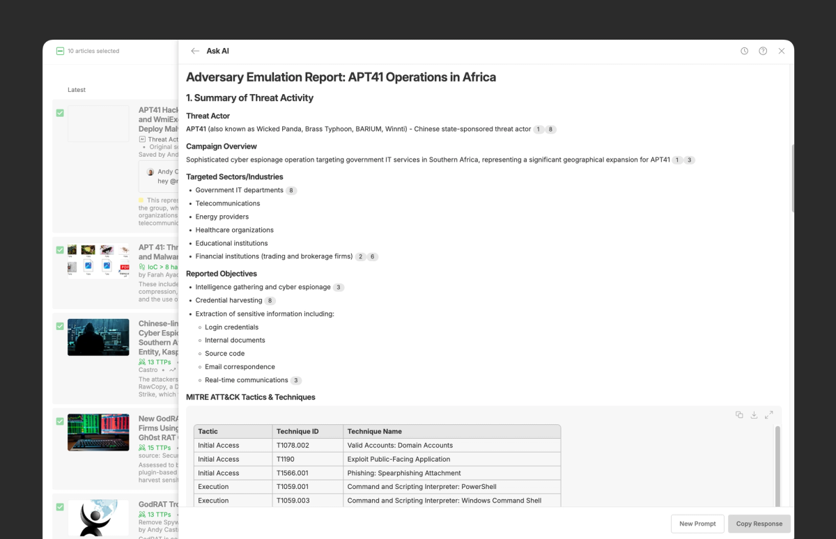 CTI AI Prompt: Generate red team emulation plans with Feedly | Feedly
